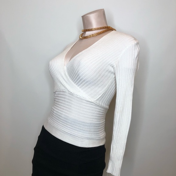 Tops | Nwot Sexy Low V Neck Knitted Top Xs S | Poshmark
